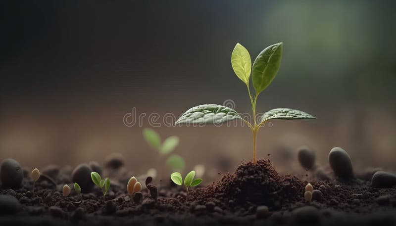 A Scene of Farming and Plant Growth is Set Against a Green, Blurry ...