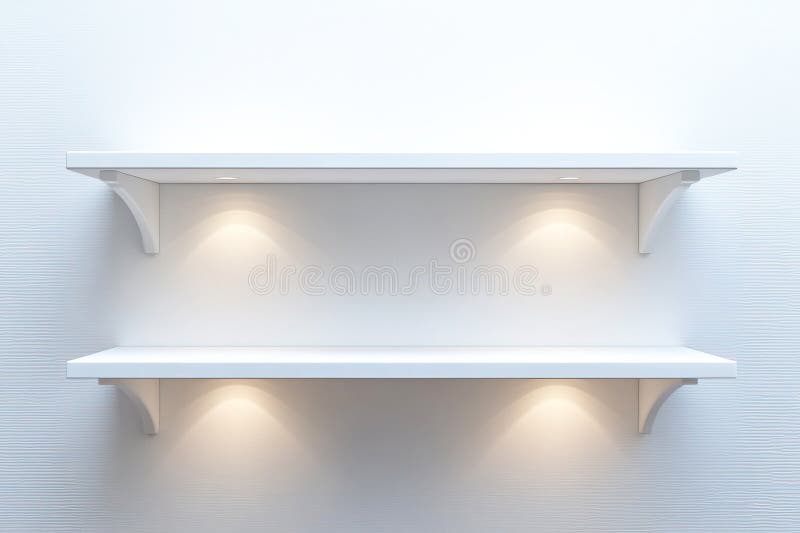 Empty White Shelves Against a White Wall Create a Minimalist Interior ...