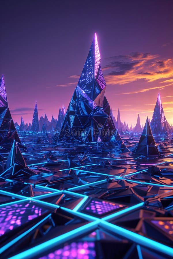 The Scene Features an Expansive Abstract Landscape Filled with Sharp ...