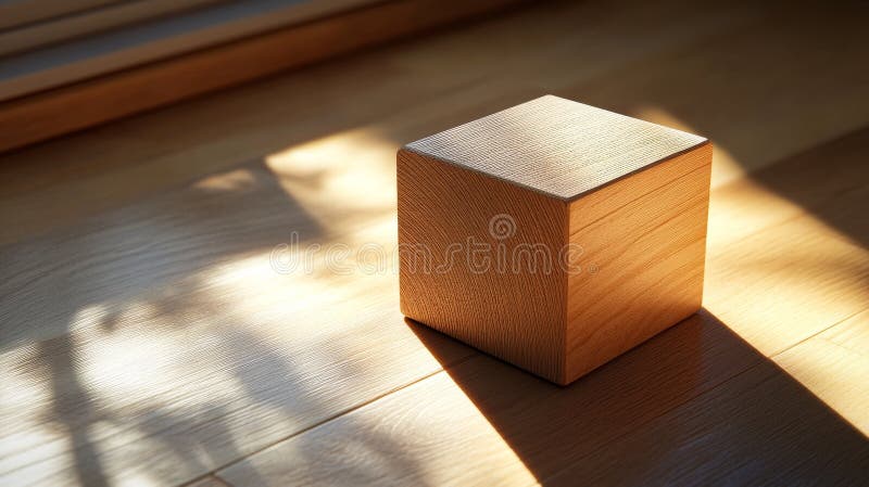 The Scene Features a Wooden Cube on Display in a Rustic Room Filled ...