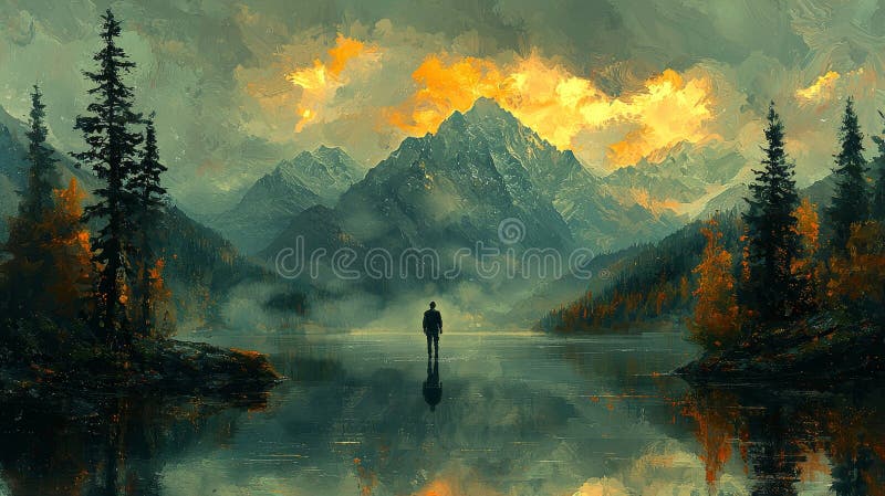 In this Scene, a Forest Overlaps with Mountain Echoes, with Layered ...