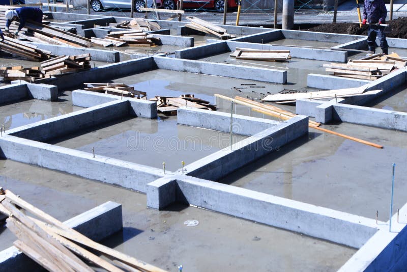 A Foundation Construction Site for Residential Construction. Stock ...