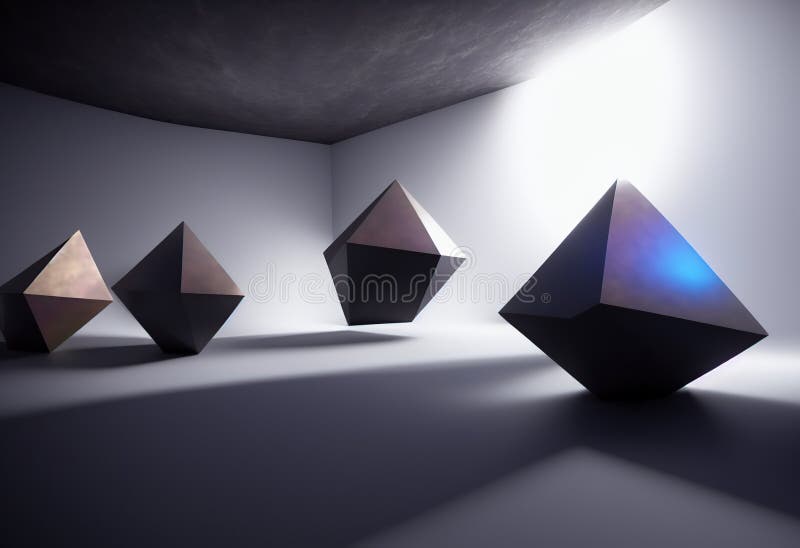 Scene with Geometric Figures. Composition of Abstract Shapes. 3D ...