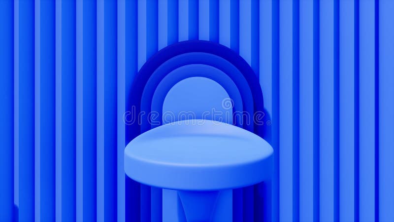 Scene with Geometrical Forms, Blue Round Platform, Minimal Background ...