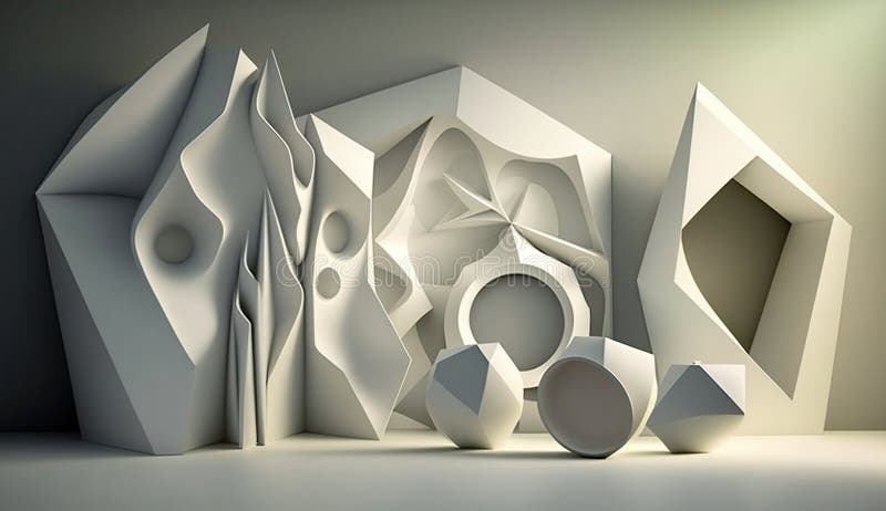 Scene with Geometrical Forms, Generative Ai Stock Illustration ...