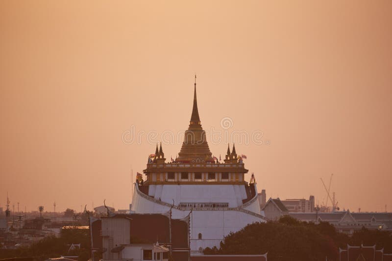 Scene of at Golden Mount Temple before Sunset Stock Image - Image of ...