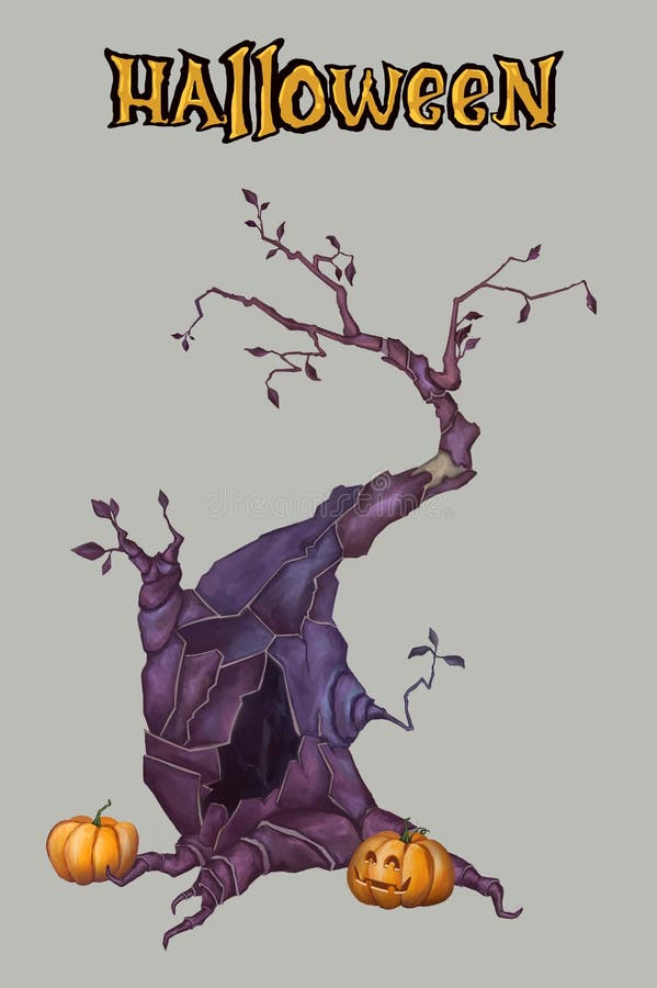 Scene with Halloween Tree 2 Stock Vector - Illustration of scene ...