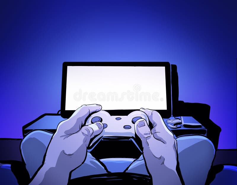 Illustration Playing Videogames Stock Illustration - Illustration of ...
