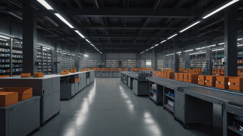 A Scene of a High-tech Robotic Mail Distribution Center Stock Photo ...