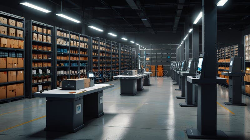 A Scene of a High-tech Robotic Mail Distribution Center Stock Photo ...