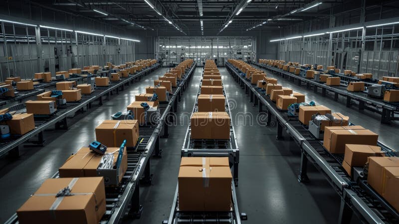 A Scene of a High-tech Robotic Mail Distribution Center Stock Photo ...