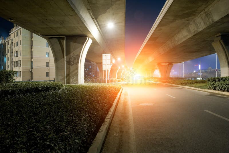 Highway Overpass at dusk stock photo. Image of overpass - 29983314
