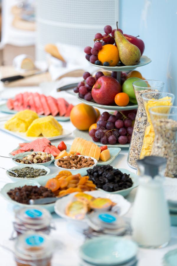 Hotel Breakfast Buffet Closeup. Stock Photo - Image of meal, service ...