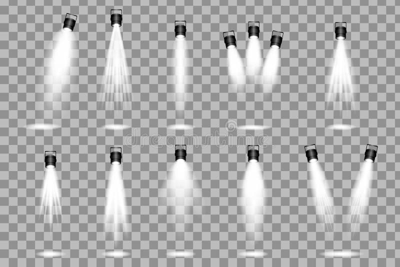 Spotlight Set Collection on Transparent Bakground. Light Effect. Bright ...