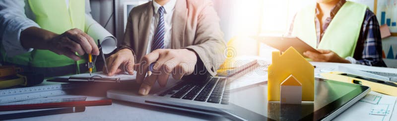 Scene of Industrial Engineers Discussion, Construction Architect with ...