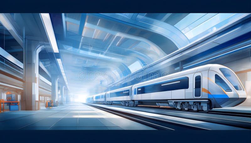 The Scene of an Industrial Factory Train with Motion Blur and Movement ...