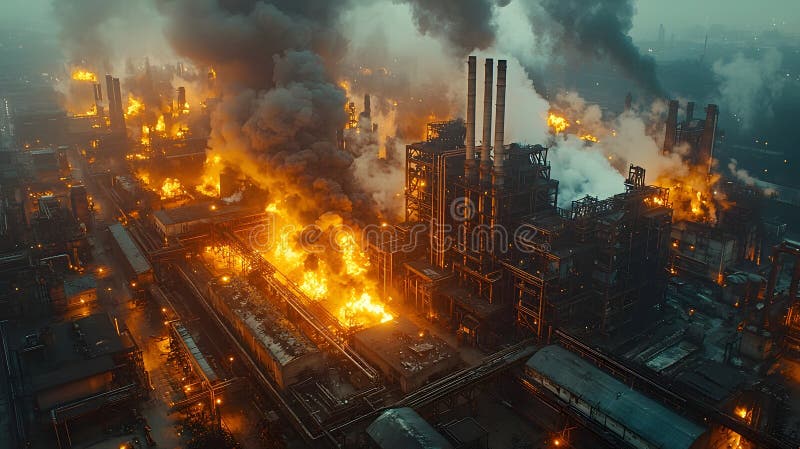 Scene of an Industrious Factory Floor with Machinery and Workers in ...