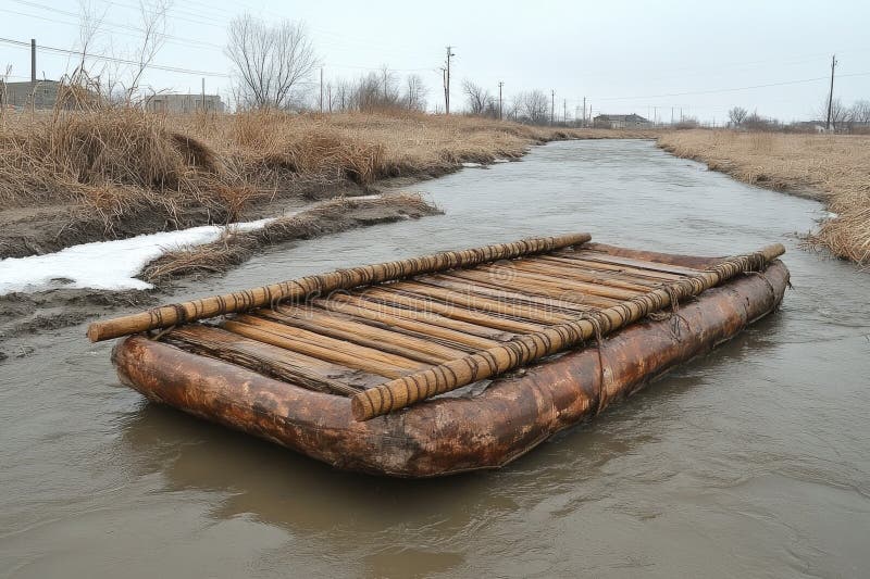 A Scene Inspired by Huckleberry Finn, Raft on a River, Adventurous and ...