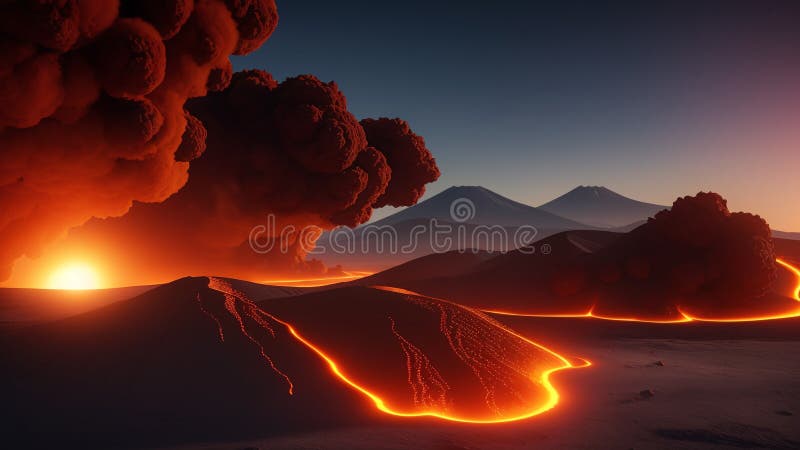 A Scene of an Intriguingly Complex Landscape with Lava and Lava AI ...