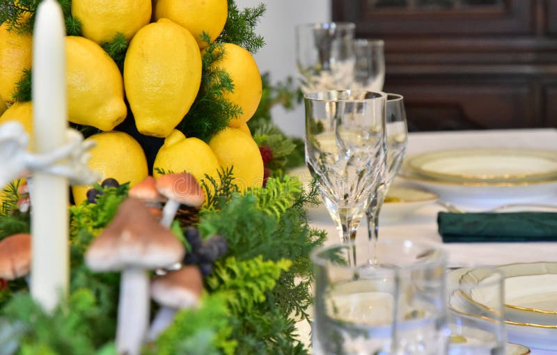 Scene on the Dining Table of the Dining Room Stock Photo - Image of ...