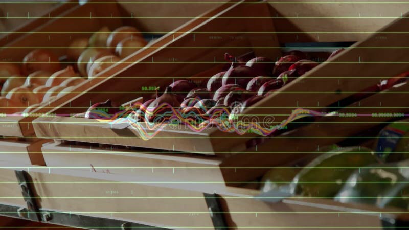 On Scene Load Waveform Graphic Scrolling Over Stacked Wooden Crates ...