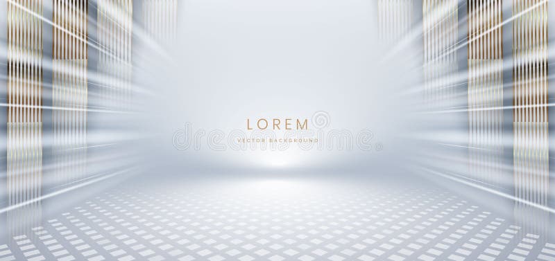 Scene Luxury White Ray on Grey Background with Gold Lighting Effect ...