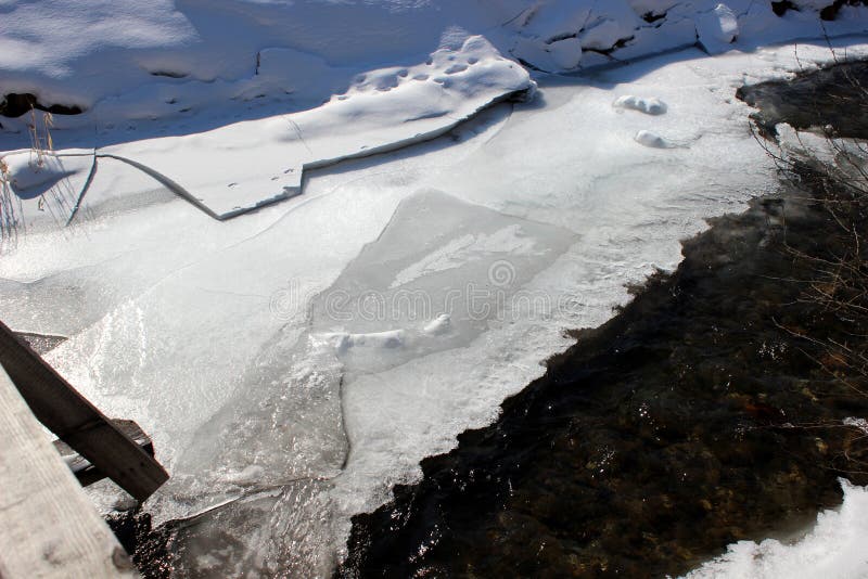 Scene with Melting Ice on a Stream Stock Image - Image of detail ...
