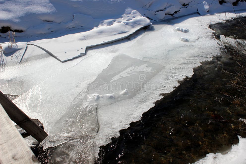Scene with Melting Ice on a Stream Stock Image - Image of detail ...