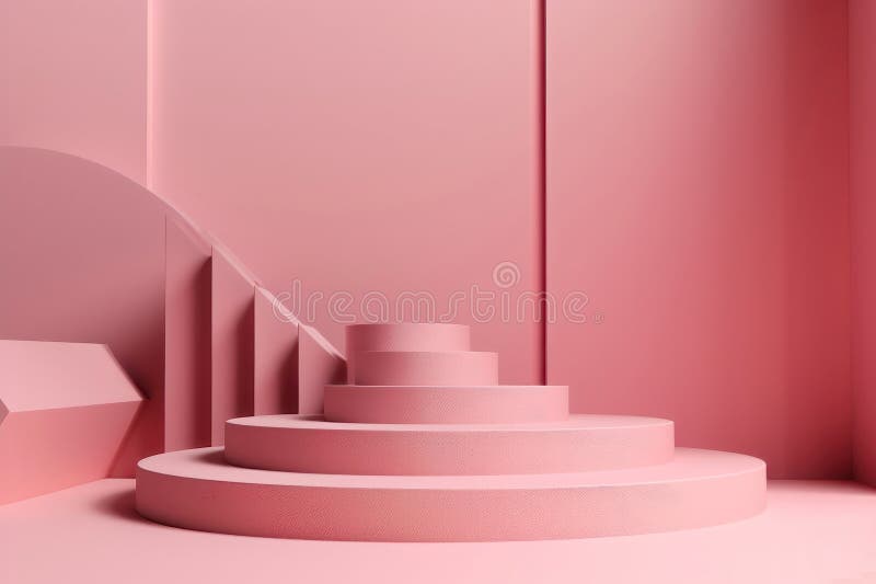 Scene with Minimal Pink Podiums. AI Generated Stock Illustration ...