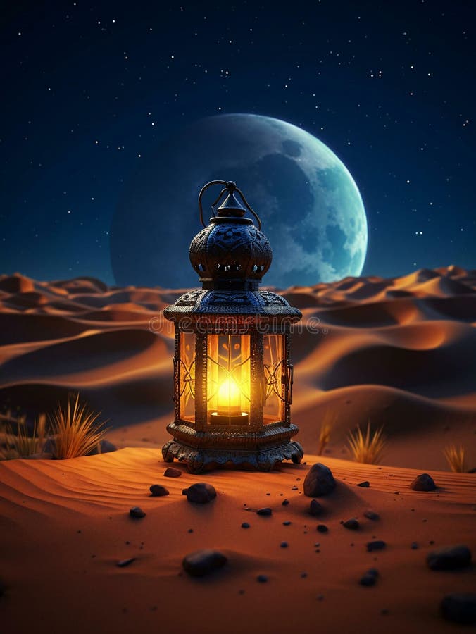 Scene with Moon Lamp in the Night the Moon Stock Illustration ...