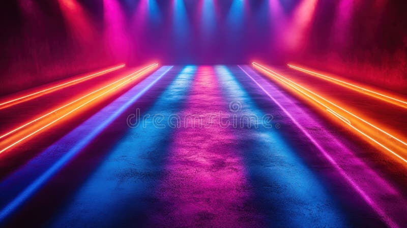 Scene with Multicolored Neon Lights . Abstract Textured Background for ...