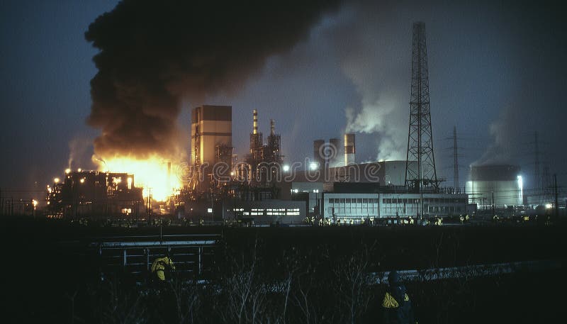 Scene of a Nuclear Accident: One of the Reactors is Damaged, Black ...