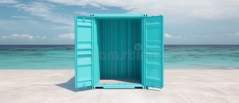 Scene of Ocean Transport with an Open Shipping Crate Container on the ...