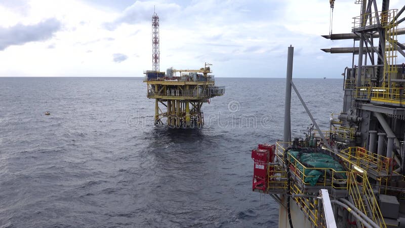 Scene of the Oil Field Drilling Rig and Offshore Platform Stock Footage ...