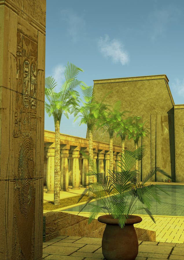 Scene of a Old and Empty Egyptian Temple. Stock Illustration ...