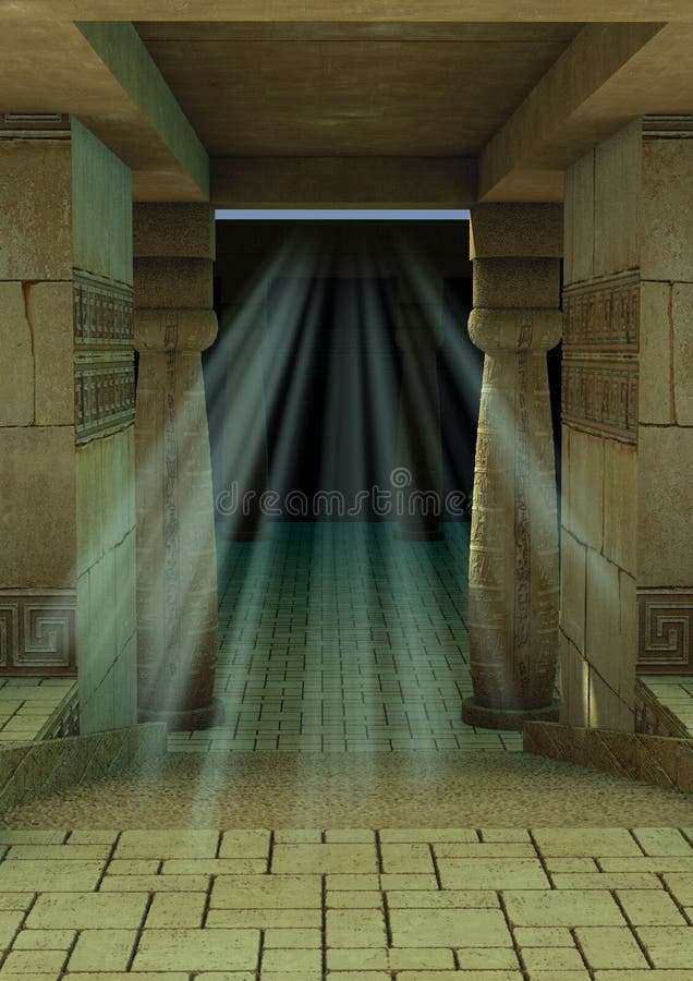 Scene of a Old and Empty Egyptian Temple. Stock Illustration ...