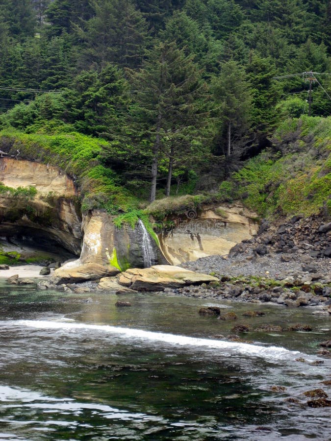 Scene from Oregon Coast with Waterfall Stock Photo - Image of nature ...