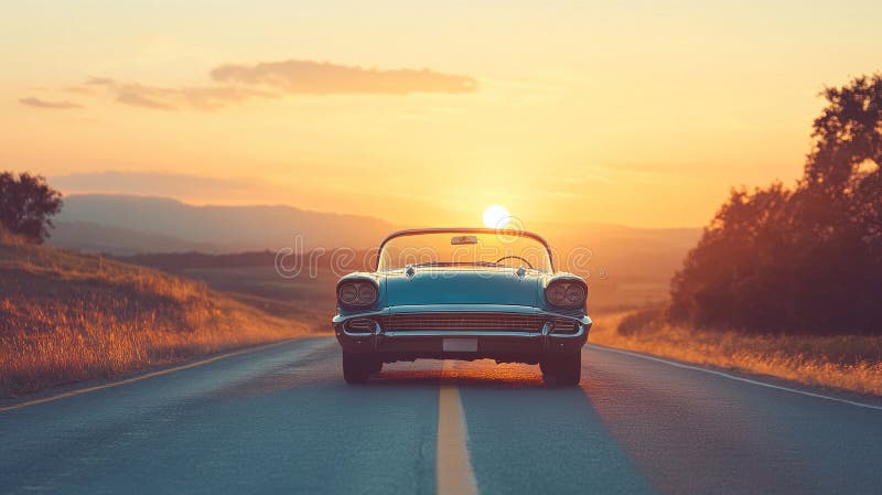 Scene is Peaceful and Serene, As the Car Moves Along the Empty Road ...