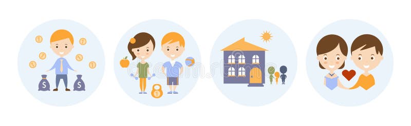 Scene of People Life Flat Icon Colorful Vector Set Stock Vector ...