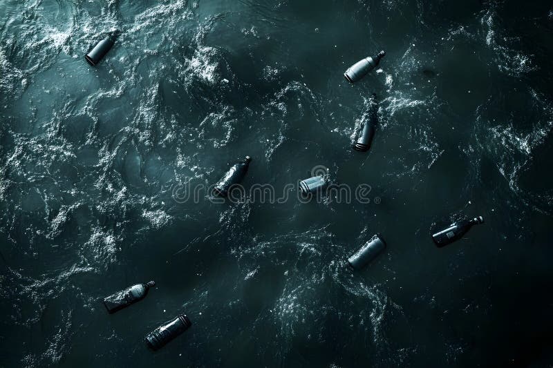 A Realistic Top-down View of Plastic Waste Floating on the Surface of a ...