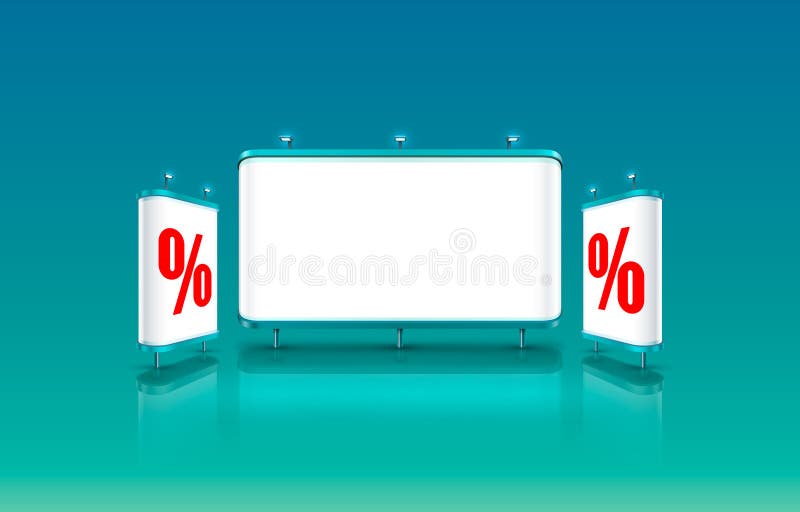 Scene Presentations Board Percent, Table White Display. Vector ...