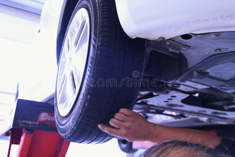 Car Maintenance and Inspection Work. Stock Image - Image of machine ...