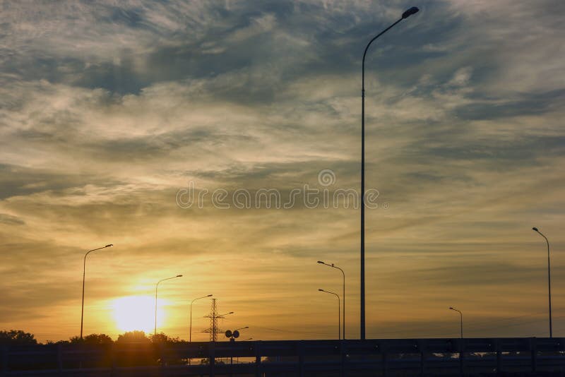 Scene with Rising Sun. Bright Sun on Horizon Stock Image - Image of ...