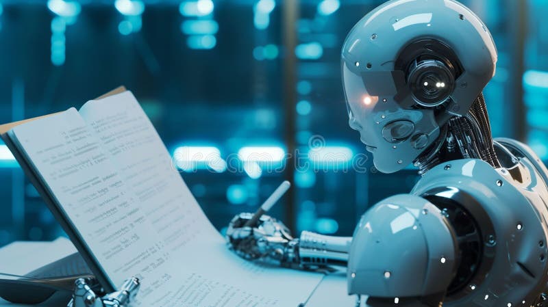 Robot Reading Paper stock illustration. Illustration of machine - 311937376