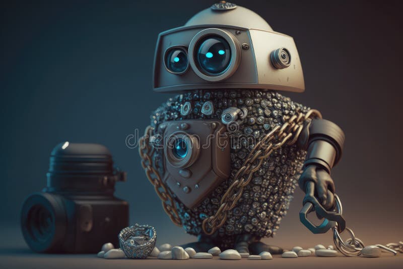 Scene of Robotic Thief in the Act of Stealing Valuable Jewel, with ...