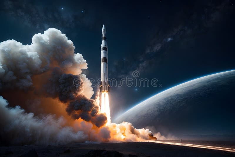 A Scene of a Rocket Launching at Night Stock Photo - Image of shuttle ...