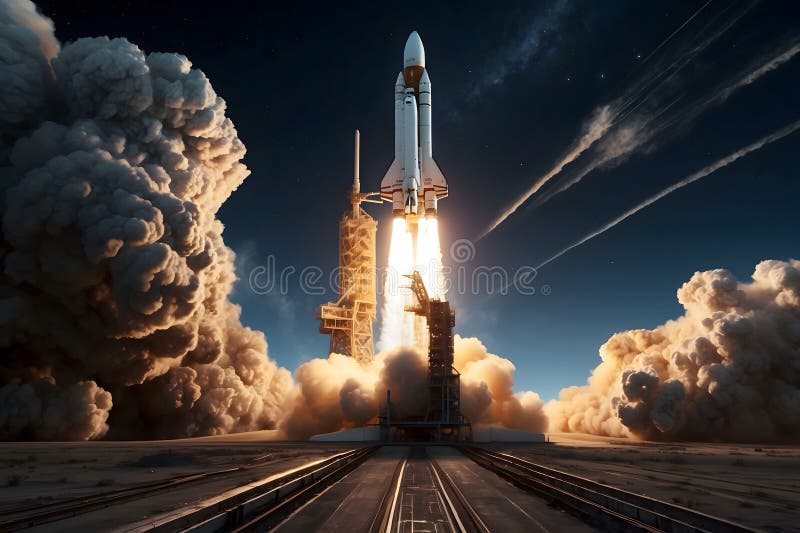 A Scene of a Rocket Preparing To Launch Stock Image - Image of design ...