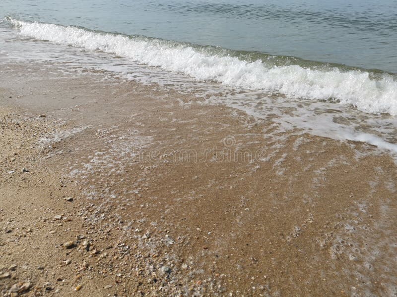 Scene of the Sea Wave Moving Onto the Sandy Beach Stock Image - Image ...