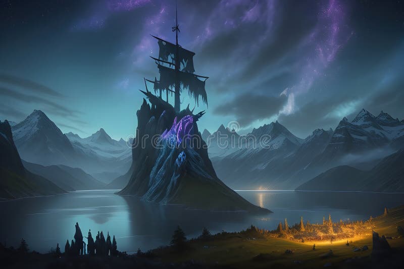 The Scene is Set in the Majestic Realm of Valhalla Stock Illustration ...