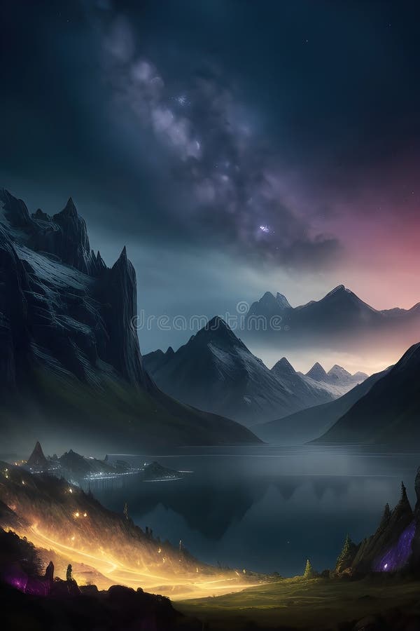 The Scene is Set in the Majestic Realm of Valhalla Stock Illustration ...